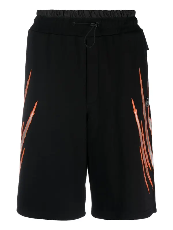 PLEIN SPORT Scratch-print Track Shorts - Black