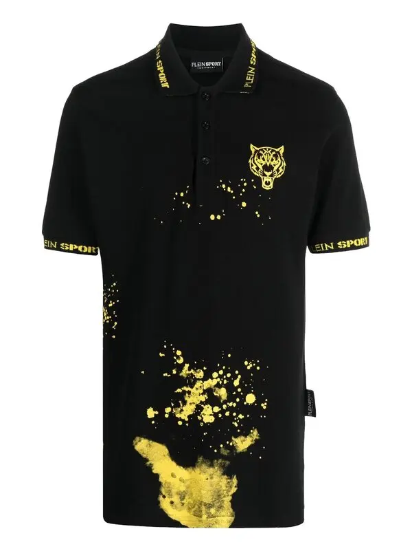 PLEIN SPORT Paint Splatter-print Polo Shirt - Black
