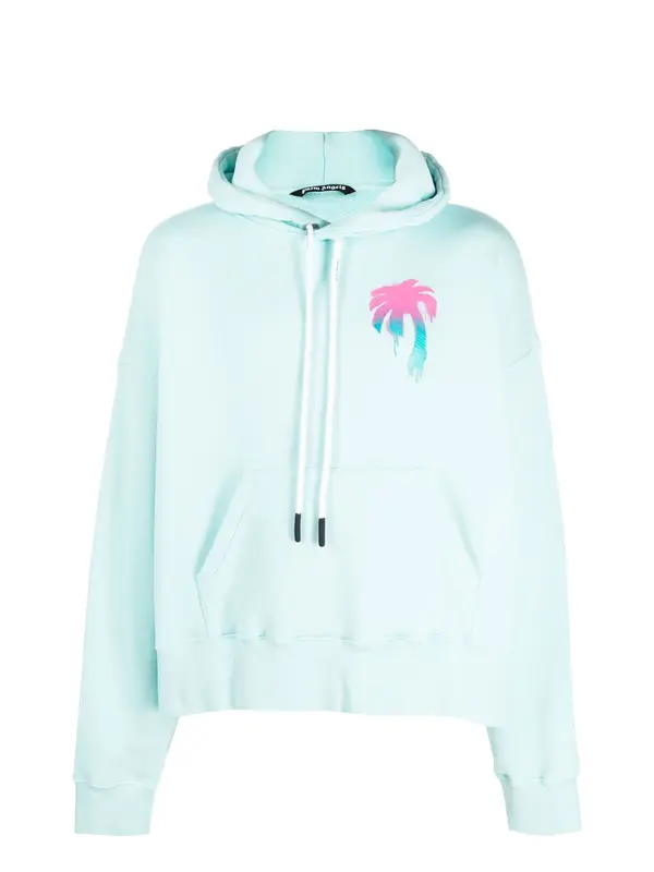 Palm Angels I Love Pa Printed Hoodie - Blue