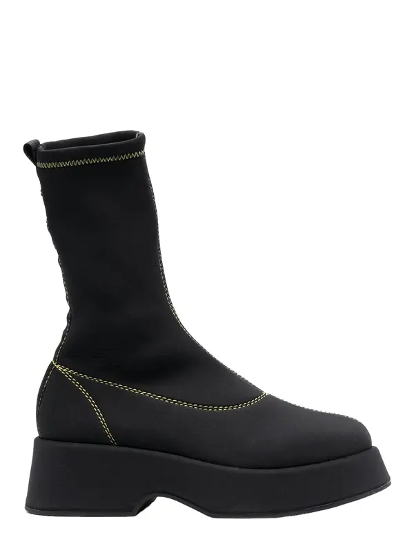 GANNI Retro Flatform Ankle Boots - Black