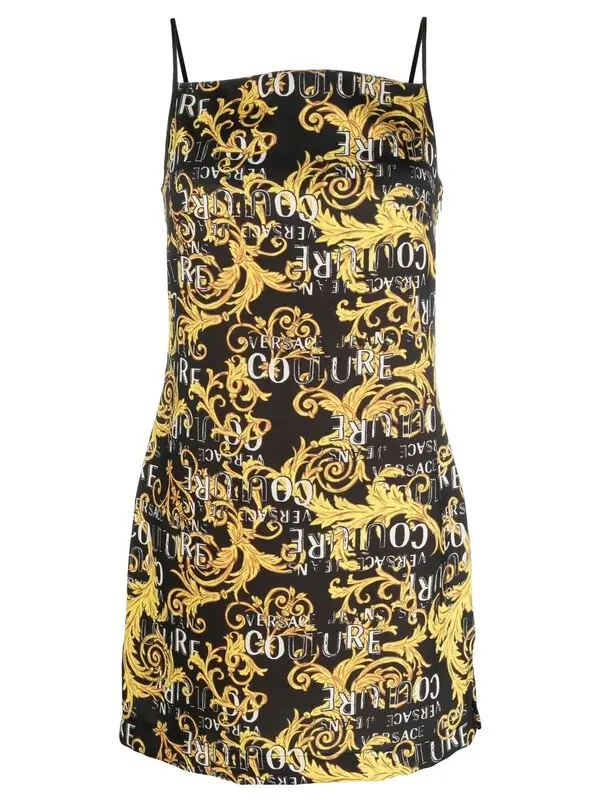 Versace Logo Print Minidress - Black
