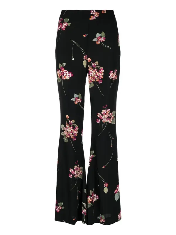 TWINSET Floral-print Wide Leg Trousers - Black