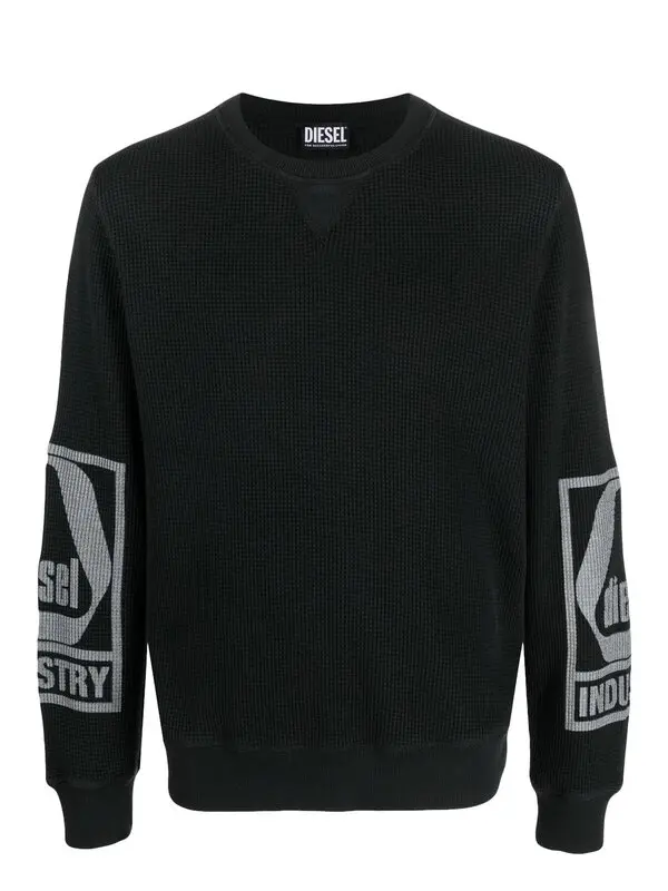 DIESEL® Logo Print Chunky-knit Jumper - Black