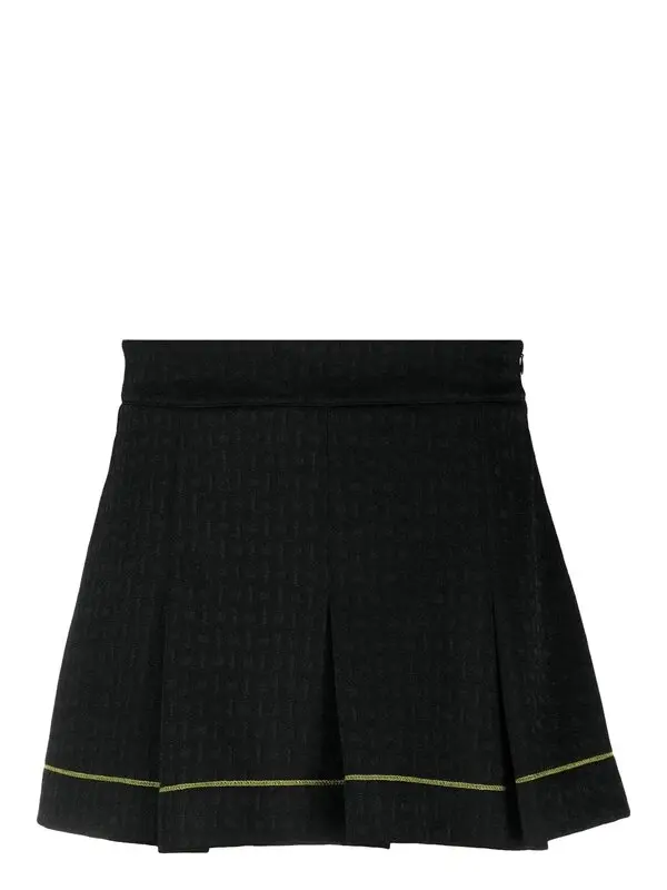 GANNI Contrast-trim Pleated Miniskirt - Black