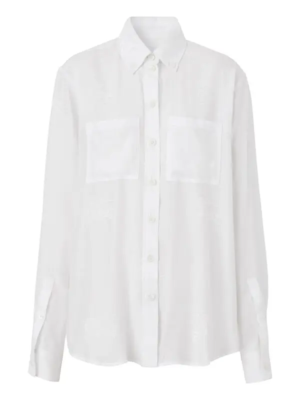 Burberry Ekd-embroidered Silk Shirt - White