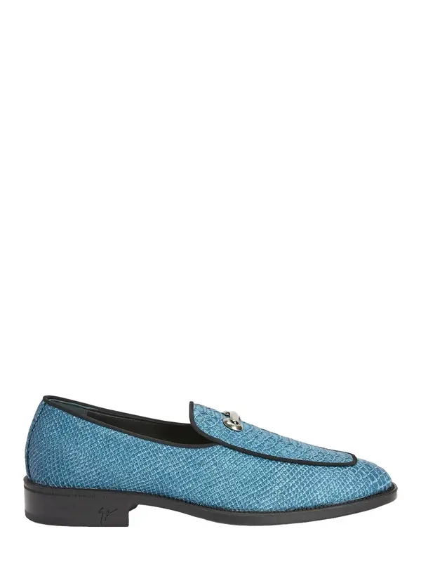 GIUSEPPE ZANOTTI Archibald Snakeskin-effect Leather Loafers - Blue