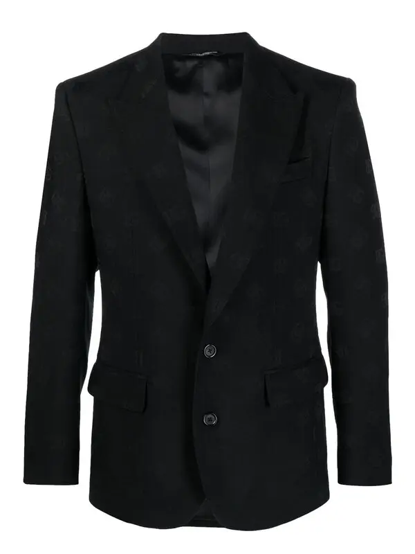 Dolce & Gabbana Logo-jacquard Single-breasted Blazer - Black