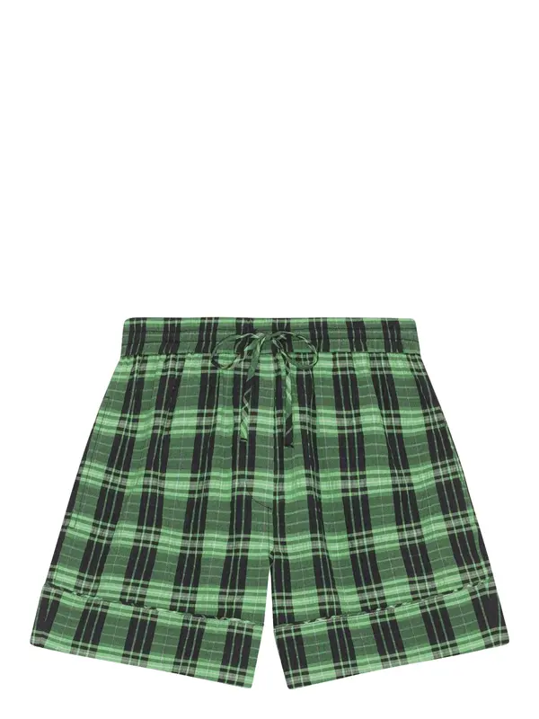 GANNI Plaid-check Drawstring Shorts - Green