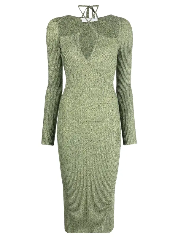 Simkhai Crossover Strap Bodycon Midi Dress - Green