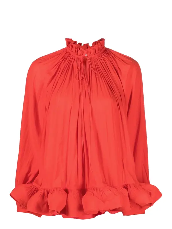 LANVIN Ruffled Gathered Blouse - Red