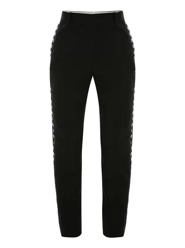Alexander McQueen Eyelet-detail Slim-cut Trousers - Black