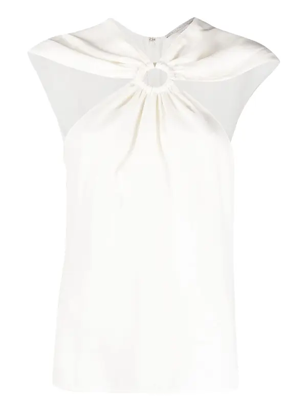 Stella McCartney Ring-hardware Cold-shoulder T-shirt - White