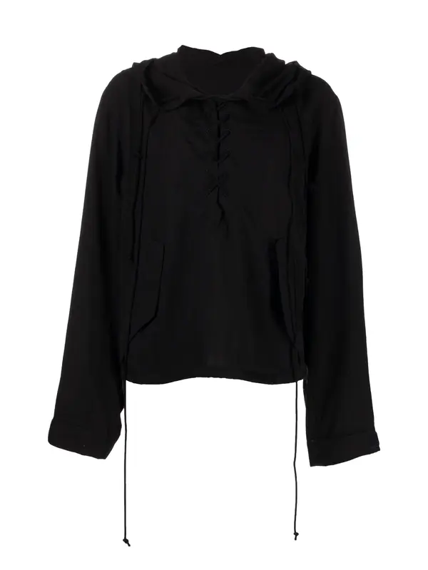 Yohji Yamamoto Lace-up Hoodie - Black