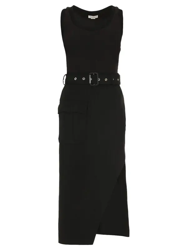 Alexander McQueen Trompe L'oeil Midi Dress - Black