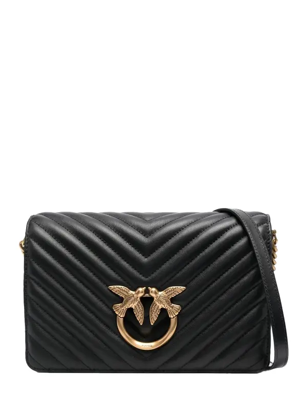 Pinko Classic Click V-quilted Love Bag - Black
