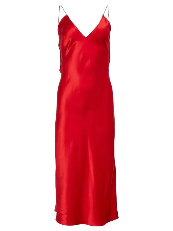 FLEUR DU MAL Crystal Midi Slip Dress - Red