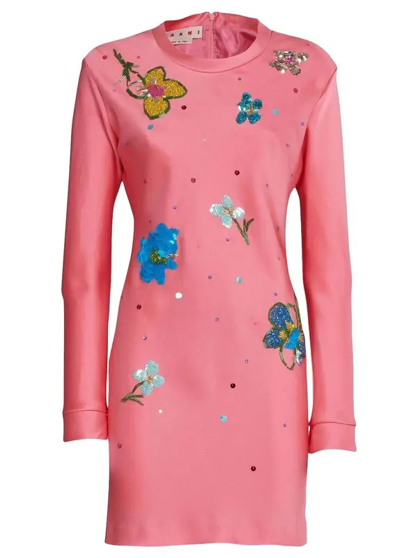 Marni Floral Sequin-embellished Mini Dress - Pink