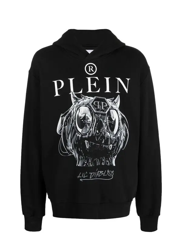 Philipp Plein Graphic-print Pullover Hoodie - Black