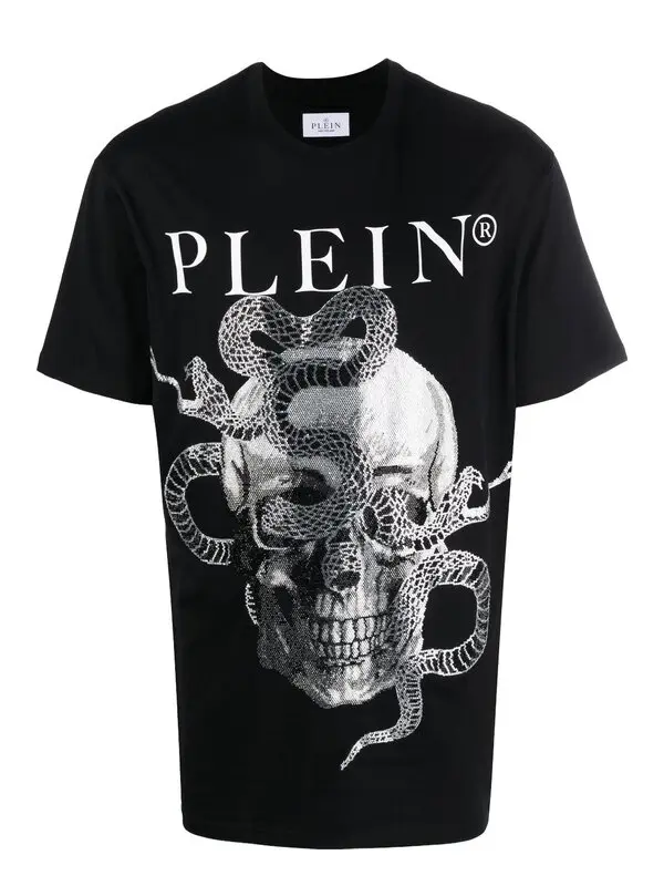 Philipp Plein Snake-print Round-neck T-shirt - Black