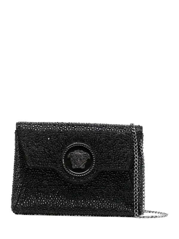 Versace La Medusa Crystal Envelope Clutch - Black