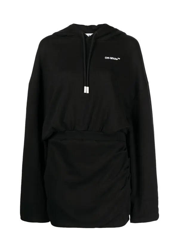 Off-White Logo-embroidered Cotton Hoodie - Black