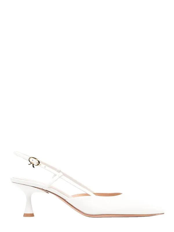 GIANVITO ROSSI Pointed Toe Slingback Leather Pumps - White
