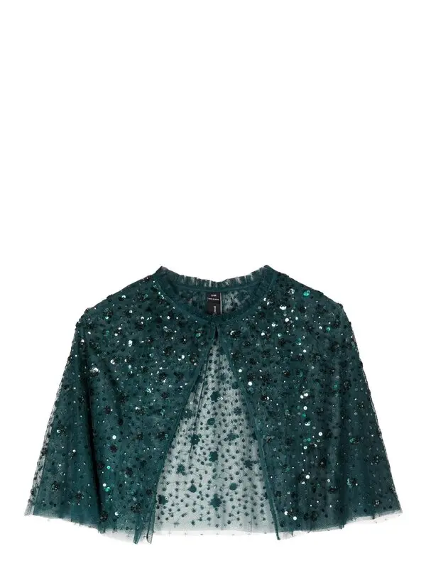 NEEDLE & THREAD Maybelle Sequin Cape - Green