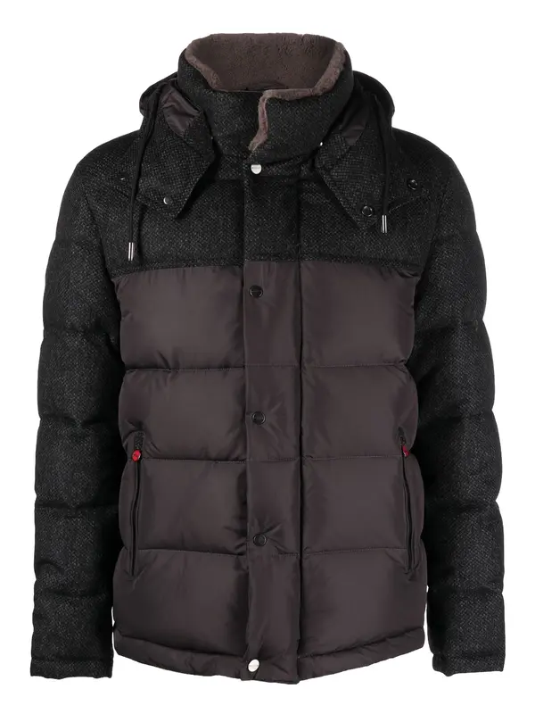 Kiton Hybrid Hooded Puffer Jacket - Black