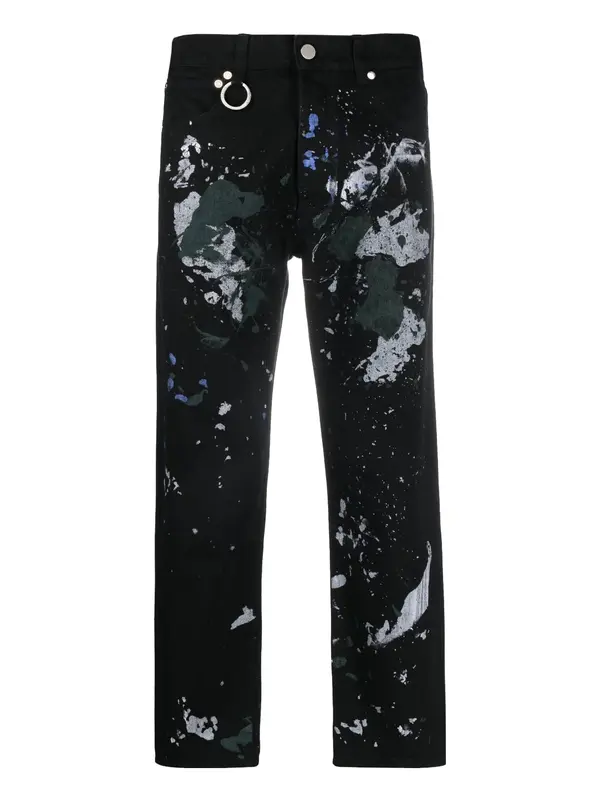 ÉTUDES STUDIO Paint-splattered Straight-leg Jeans - Black