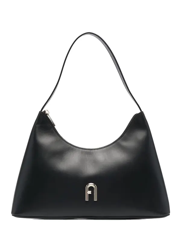 Furla Logo-plaque Leather Shoulder Bag - Black