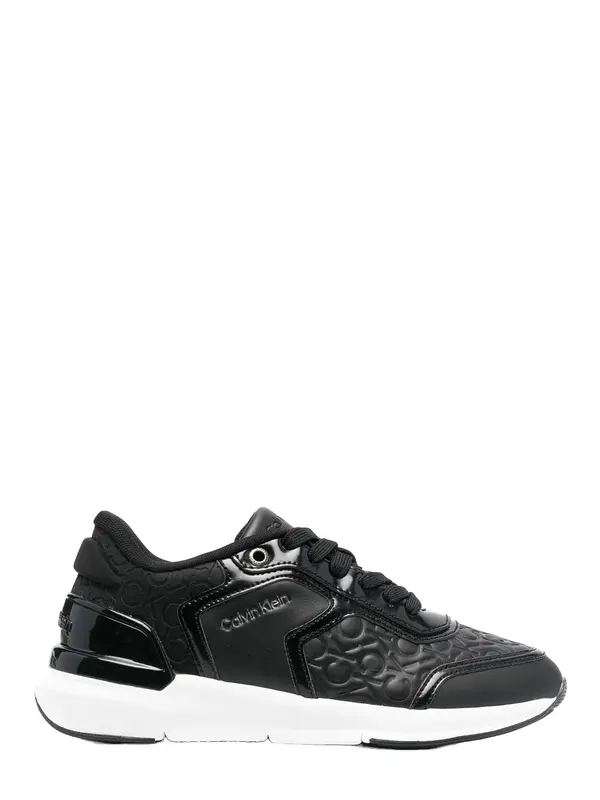 Calvin Klein Leather Monogram Sneakers - Black
