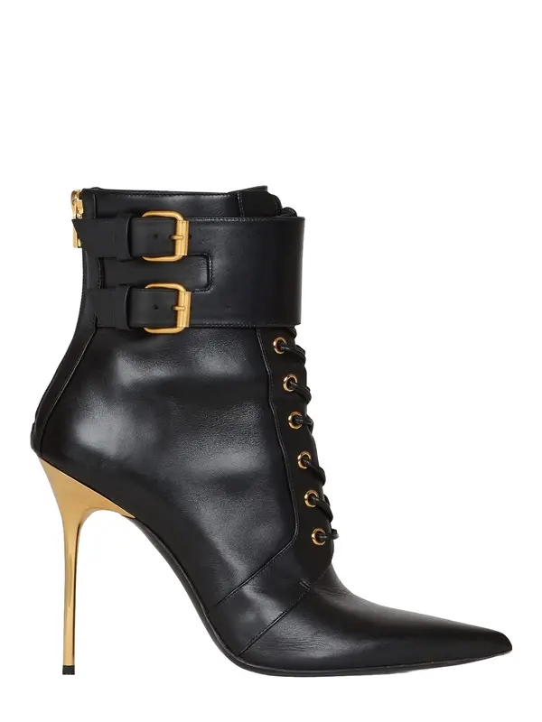 Balmain Uria Lace-up Ankle Boots - Black