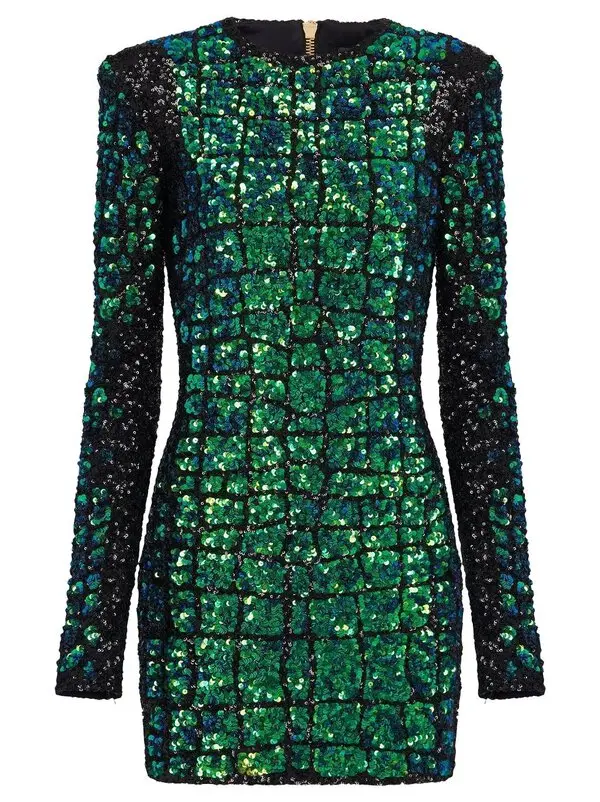 Balmain Sequin-embellished Mini Dress - Green