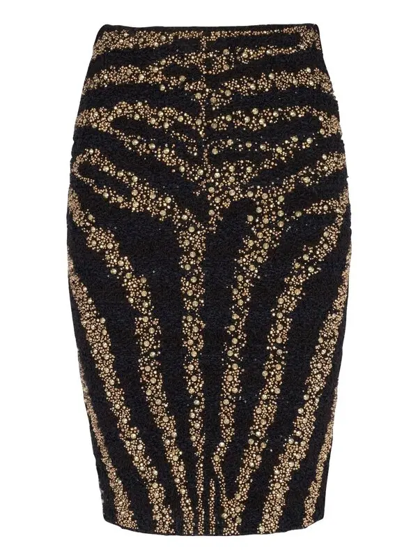 Balmain Sequin-embellished Pencil Skirt - Black