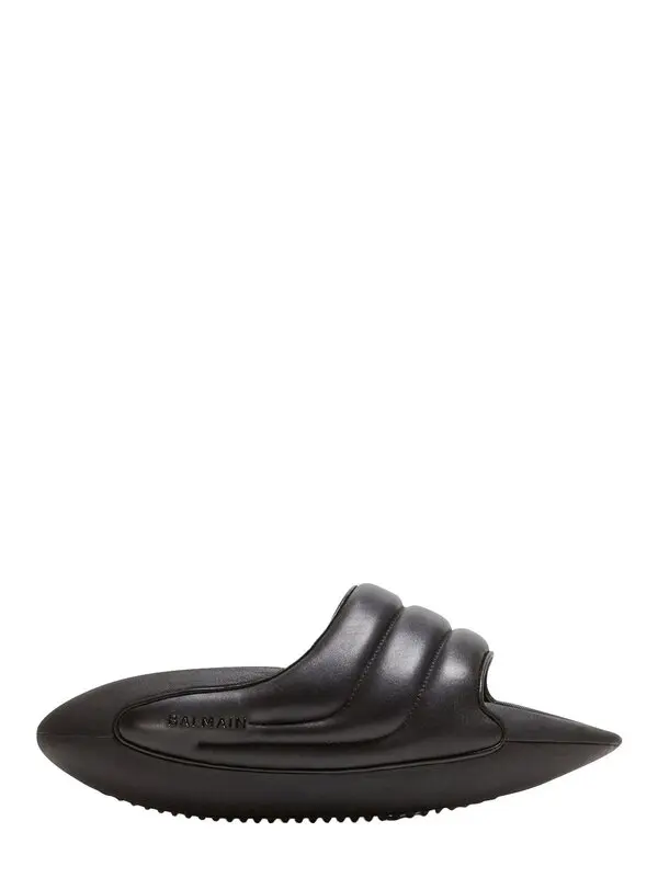 Balmain B-it Quilted Platform Slides - Black