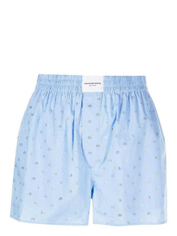Alexander Wang Logo Jacquard Pinstriped Short Shorts - Blue