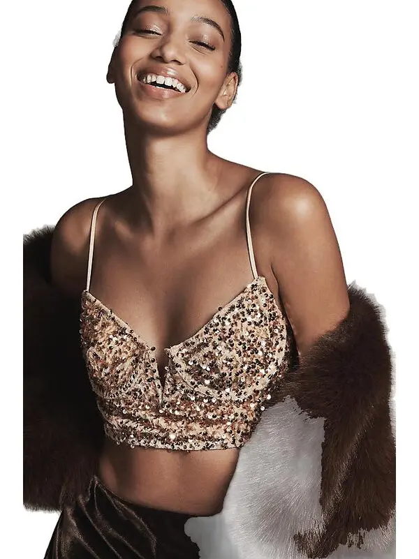 Anthropologie Sequin Bralette - Beige