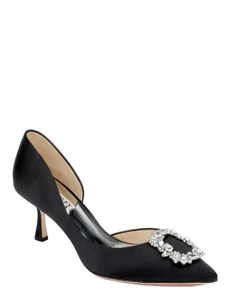 Badgley Mischka Fabia Embellished Pumps - Black Satin