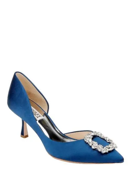 Badgley Mischka Fabia Embellished Pumps - Navy Satin