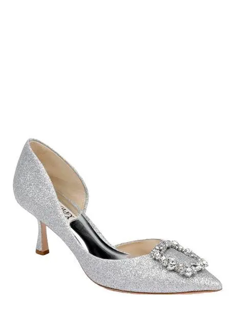 Badgley Mischka Fabia Embellished Pumps - Silver Textile