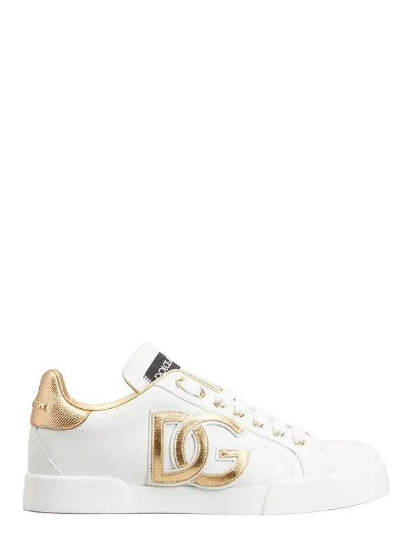 Dolce & Gabbana Low-top Leather Sneakers - White/gold