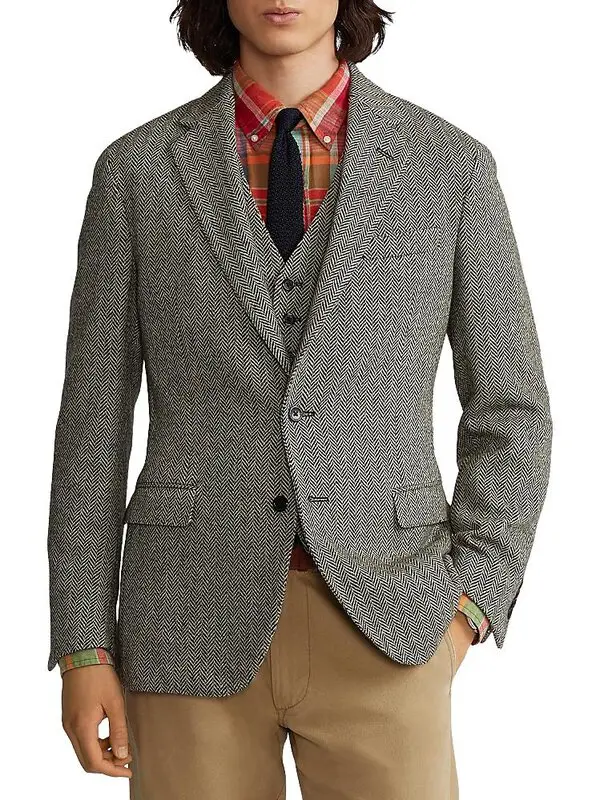 Polo Ralph Lauren Soft Herringbone Sport Coat - Black/cream
