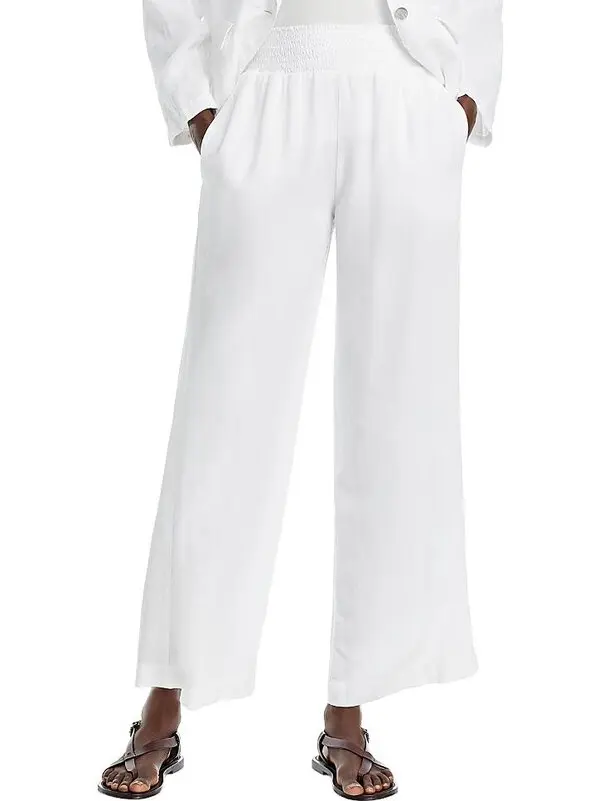 Bella Dahl Smocked Wide Leg Pants - White