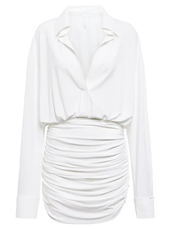 Norma Kamali Ruched Shirt Dress - White