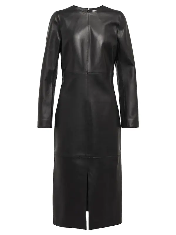 TOTÊME Paneled Leather Midi Dress - Black