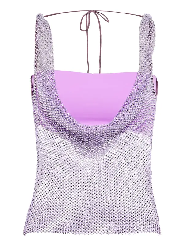 Giuseppe Di Morabito Embellished Mesh Top - Silver