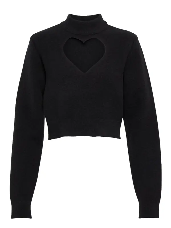 Alaïa Keyhole Virgin Wool Cropped Sweater - Black