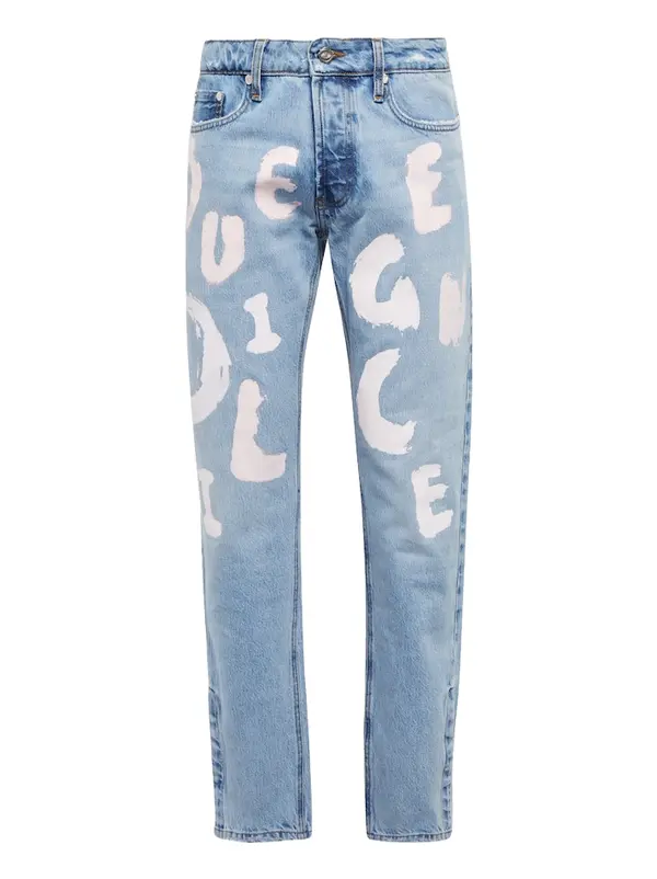 DUE DILIGENCE Printed Straight Jeans - Blue