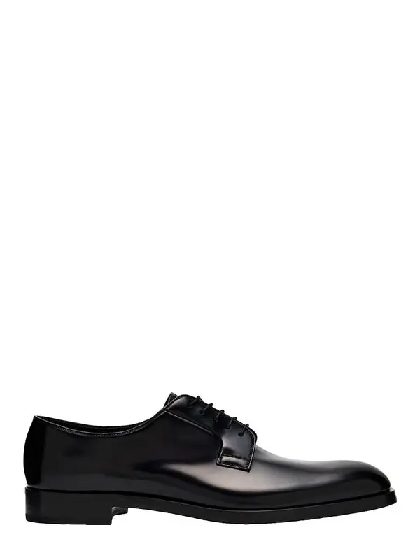 Prada Brushed Leather Derby Shoes - Black