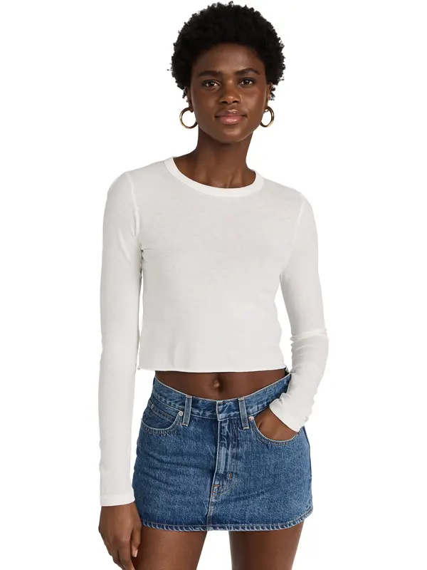 SLVRLAKE Long-sleeve Cropped T-shirt - Natural White